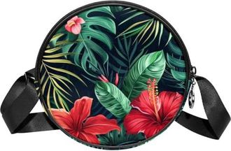 Generic Petit sac &agrave; bandouli&egrave;re rond pour femme, sac &agrave; bandouli&egrave;re boh&egrave;me avec fermeture &eacute;clair, bretelles r&eacute;glables, sac &agrave; main rond d&eacute;contract&eacute; pour femmes 