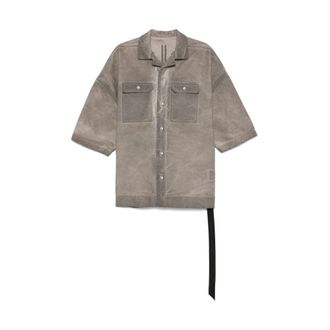 Rick Owens Homme, Chemises, Gris, Taille: S Chemise Ombre Foncée Gunmetal Gris