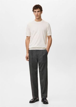 Mango T-shirt maille fine 100 % coton blanc cass&eacute; - Homme - XXL - MANGO MAN