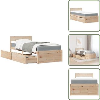 vidaXL The Living Store - Bett mit Schubladen und Matratze 100x200 cm Massivholz Kiefer - Schlafzimmerm&ouml;bel - Holzbetten - Kiefernbett - Boxspringbett