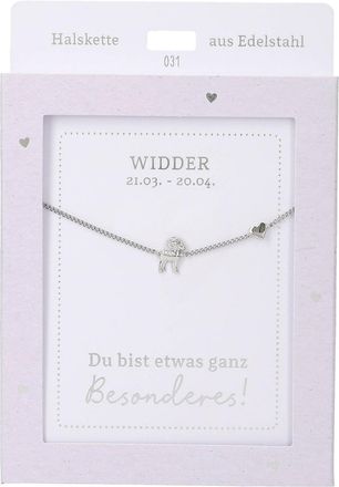 Depesche 13895.31 Halskette mit Widder und Herz, versilbert, variabel in der L&auml;nge tragbar (42 cm + 5 cm), als Geschenk oder kleine Aufmerksamkeit