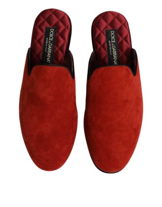 Dolce & Gabbana Mens Suede Slipper Orange Goatskin