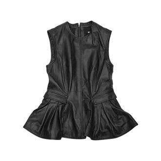 Rotate Liloua Leder-Top - - Tops - Damen - Schwarzk - S
