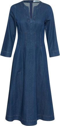 Inwear Femme, Robes, Bleu, Taille: 36 FR Robe en Denim Bleu Foncé avec Col en V