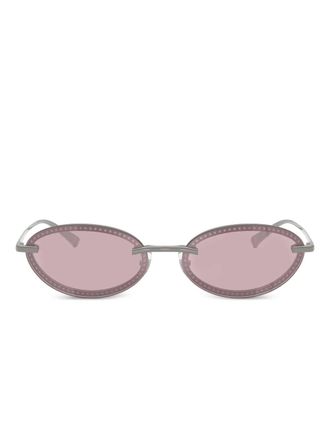 Jimmy Choo Eyewear lunettes de soleil &agrave; monture ovale - Gris