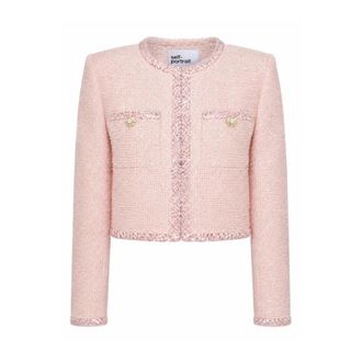 Self Portrait Femme, Vestes, Rose, Taille: 40 FR Tweed Vestes