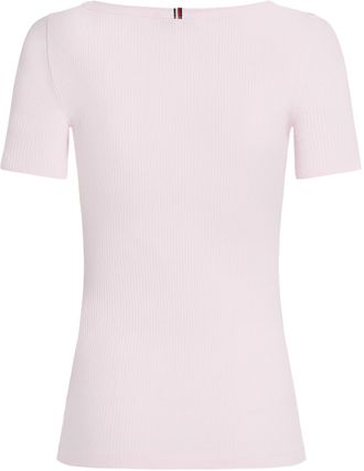 Tommy Hilfiger Damen T-Shirt Kurzarm 5X2 Rib Slim Fit, Rosa (Light Pink), M