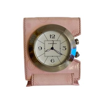 Cartier Pink Leather Pasha Travel Clock