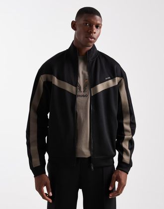 HUGO BOSS Darti - Veste de surv&ecirc;tement d&eacute;contract&eacute;e &agrave; logo et bande - Noir