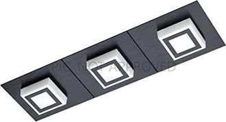 Eglo LED Deckenleuchte Masiano 1, 3 flammige Wandlampe, Deckenlampe aus Aluminium, Stahl und Kunststoff in Schwarz, Satiniert, Wohnzimmerlampe, warmweiß