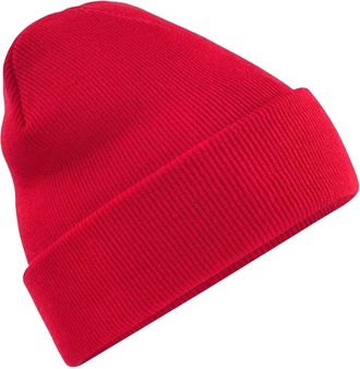 Beechfield Kinder-Acryl-Strickm&uuml;tze / Beanie, Unisex, f&uuml;r Schule, rot