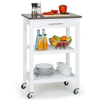 Klarstein Desserte &agrave; Roulettes, Chariot de Rangement et Service sur Roulettes, Desserte Cuisine et Bar, Petite Etagere de Rangement pour Fruits et L&eacute;gumes, Dess