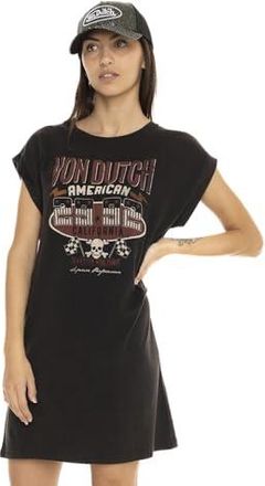 Von Dutch Robe Femme 100% Coton, Mi-Longue Superior, Noir Taille M