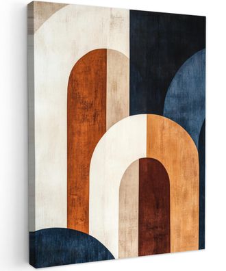 MuchoWow © Leinwand 60x80 cm Deko Schlafzimmer Aesthetic Leinwandbilder Wohnzimmer Gemälde Foto Geschenk Living Room Decoration Abstrakt - Formen - Dunkelblau