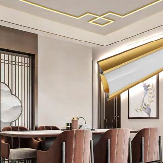 Generic LED Indirect Lighting Aluminum Channel, Crown Moulding Track for Ceiling/Wall Washer, New Chinese Style for Living Room(Gold,19m/62.3ft)