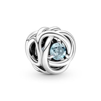 Pandora M&auml;rz Geburtsstein Meer Aquablauer Ewigkeitskreis Charm aus Sterling-Silber mit Kristallen, 790065C09