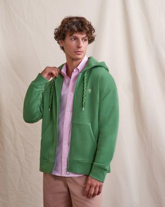 Faguo Sweat zipp&eacute; &agrave; capuche vert sapin