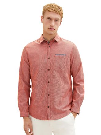 Tom Tailor Herren 1037445 Regular Fit Dobby Hemd mit Brusttasche, 32301-red Diamond Structure, XXL