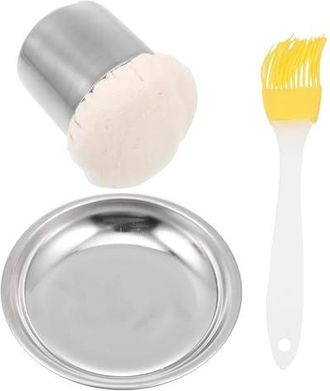 DOITOOL 1 Ensemble De Brosses À Huile - Pinceau Cuisine Rond en Acier Inoxydable avec Plateau, pour, fabrication de crêpes, Barbecue, Gâteaux, Cuisson, Baking