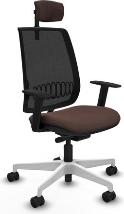 Piqueras y Crespo Ergonomischer Computerstuhl Alares mit 1D-Armen, h&ouml;henverstellbare Lendenwirbelst&uuml;tze und h&ouml;henverstellbares Kopfteil und Neigung, Schwarz/Dunkelbraun