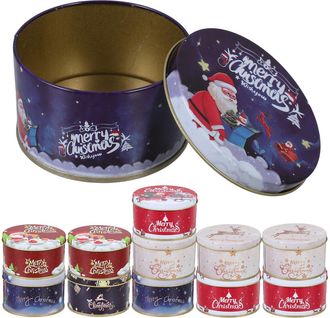 Cabilock 12 St&uuml;ck Weihnachtspl&auml;tzchendosen aus Wei&szlig;blech, S&uuml;&szlig;igkeitenboxen mit Deckel, 4.5cm&times;7.5cm Weihnachts-Geschenkbox aus Metall, Partybevorzugung, Keksbeh