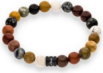 s.Oliver Herren Bracelet - Armband in Beadsoptik - Mehrfarbig - Textilband verstellbar bis 22 cm - wasserfest & hautfreundlich