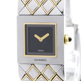 Chanel Montre Pre-owned Matelasse H0475 - Femme - Pre-owned - Noir - Taille: ONE Size