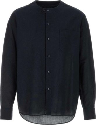 Giorgio Armani Homme, Chemises, Noir, Taille: S Chemise en seersucker de coton coupe classique