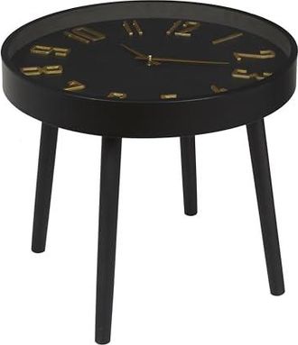 The Home Deco Factory Home Deco FACTORY-HD0073-Table Horloge Silencieuse 50Cm-Salon, Salle à Manger Tischuhr, leise, Lounge, 50 cm, Hartglas, Braun/Schwarz, 50x43.5x50