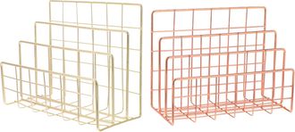 DOITOOL 2er-Set Aktenablage mit 3 F&auml;chern - Aktenst&auml;nder aus Metalldraht - Schreibtisch-Briefablage f&uuml;r Zeitschriften, Ordner, B&uuml;cher, B&uuml;ro, Schule, Papier, P