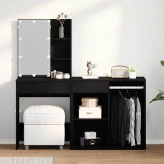 vidaXL Table de maquillage led Ch&ecirc;ne noir 140 x 40 x 140 cm Vidaxl