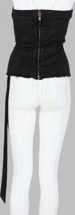 Rick Owens Womens Bustier Top Splintered Black Cotton Tops