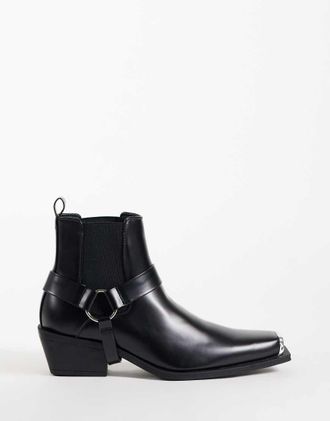 Asos bottines Chelsea &agrave; talon cubain et bride amovible en noir