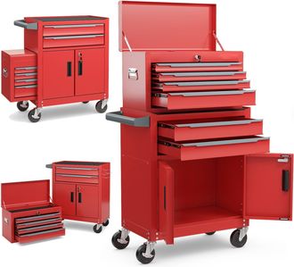 Generic Küchenwagen, Rollwagen, Werkzeugschrank, automatisch verschließbar, rollbare Werkzeugkiste aus Metall mit 6 Schubladen, Universalräder, robuster Werkz