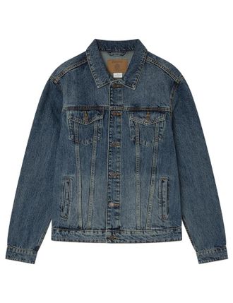 Springfield Herren ChaquetaCamioneraB&aacute;sica Basic-Jeansjacke, Blau/T&uuml;rkis, M