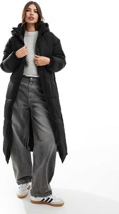 Vero Moda Wattierter, Longline-Mantel in Schwarz