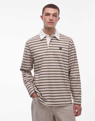 Wood Wood Double A By Wood Wood - Landon - Polo &agrave; rayures - Beige-Multicolore