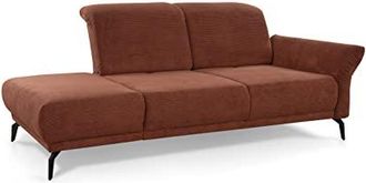 Cavadore Recamiere Cooper / Luftige Chaiselongue mit Armteilverstellung, Kopfteilverstellung und Sitztiefenverstellung / 211 x 88 x 123 / Cord, Kupfer