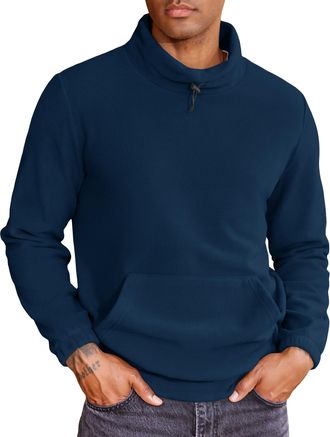 Coofandy Herren Pullover Sweatshirt Fleece Vlies Streetwear Winddicht Dunkel Blau XXXL