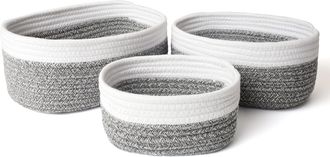 La Jolíe Muse Baumwollseil Aufbewahrungskörbe, stapelbare multifunktionelle Organizer Körbe, 30.5cm, 3er Set