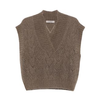 D.exterior Gilet col V 63191 - Femme - Pulls - Brun - Taille: 38 FR