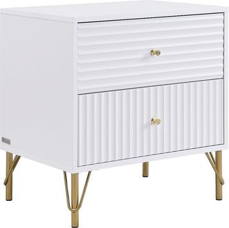 Vente-Unique Table de Chevet 2 tiroirs - Blanc - LOUREO