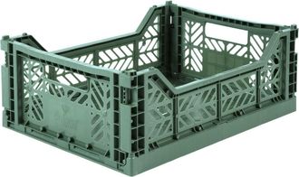 AYKASA Ay-Kasa Klappkiste, stabile Faltkiste aus Kunststoff, stapelbar, Almond Green, Midi (40x30x14cm)