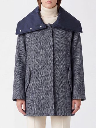 N&deg;21 Manteau court oversize &agrave; simple boutonnage en laine m&eacute;lang&eacute;e &agrave; motif chevron