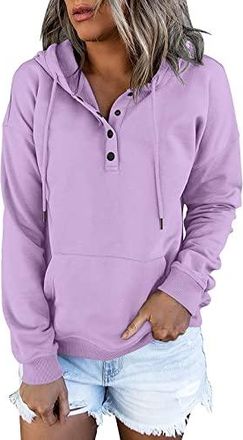 Generic Sweat &agrave; capuche &agrave; fermeture &eacute;clair pour femme - Manches longues - Style d&eacute;contract&eacute; - Avec poche - T-shirt &agrave; capuche, violet, XL