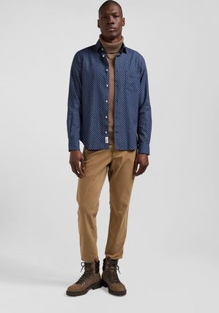 Eden Park Chemise En Popeline De Coton Indigo Imprim&eacute; Graphique Coupe Slim