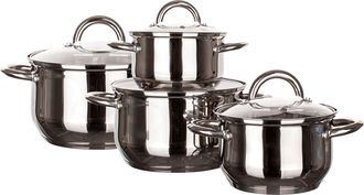 Banquet A03059 Stock Pot Kochgeschirr Set, Induktion Bereit, Edelstahl, nat&uuml;rlich, 25 x 41 x 17 cm, 4 St&uuml;ck