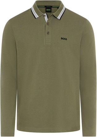 HUGO BOSS Langarm-Poloshirt Plisy mit Streifen am Kragen