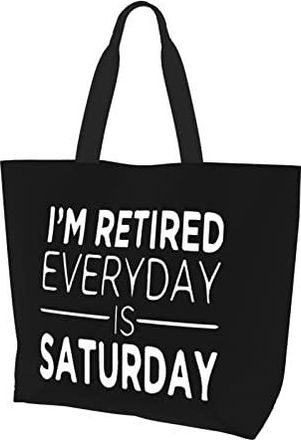 AOOEDM Im Retired Every Day Is Saturday Sac &agrave; provisions r&eacute;utilisable en toile pour femme