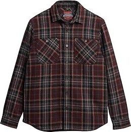 Superdry Merchant Quilted Overshirt R2-L/S Shirt (M), Tableau Marron Chocolat, XL Homme